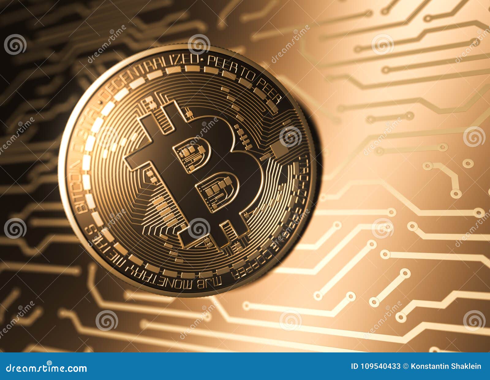 Moeda Virtual Bitcoin E Placa De Circuito Impresso Ilustração Stock ...