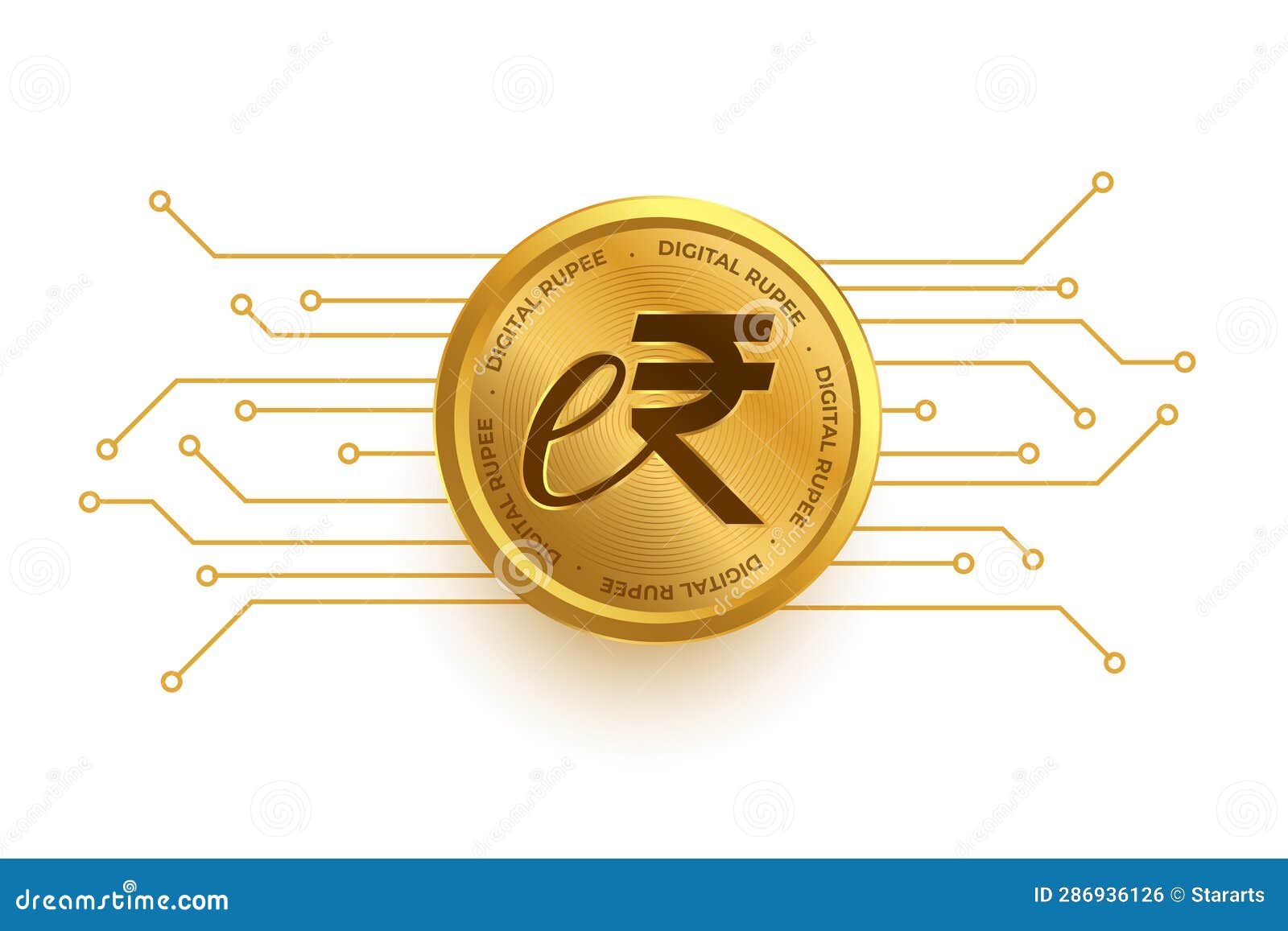Moeda Virtual Indiana, Erupi Digital Moeda Ilustração do Vetor ...