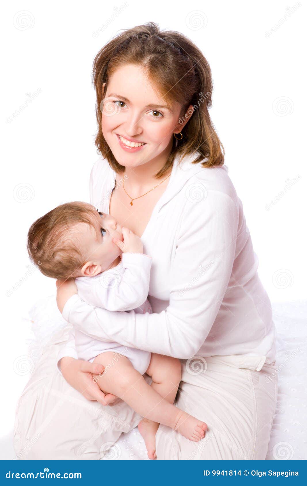 Moeder en baby stock foto. Image of mensen, roze, geïsoleerd - 9941814