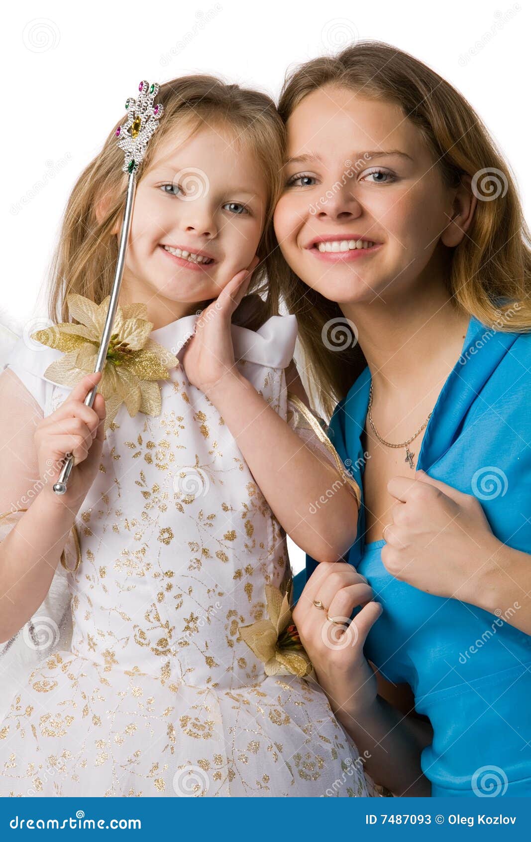 Moeder En Dochter in Feestelijke Kleding Stock Afbeelding - Image of ...