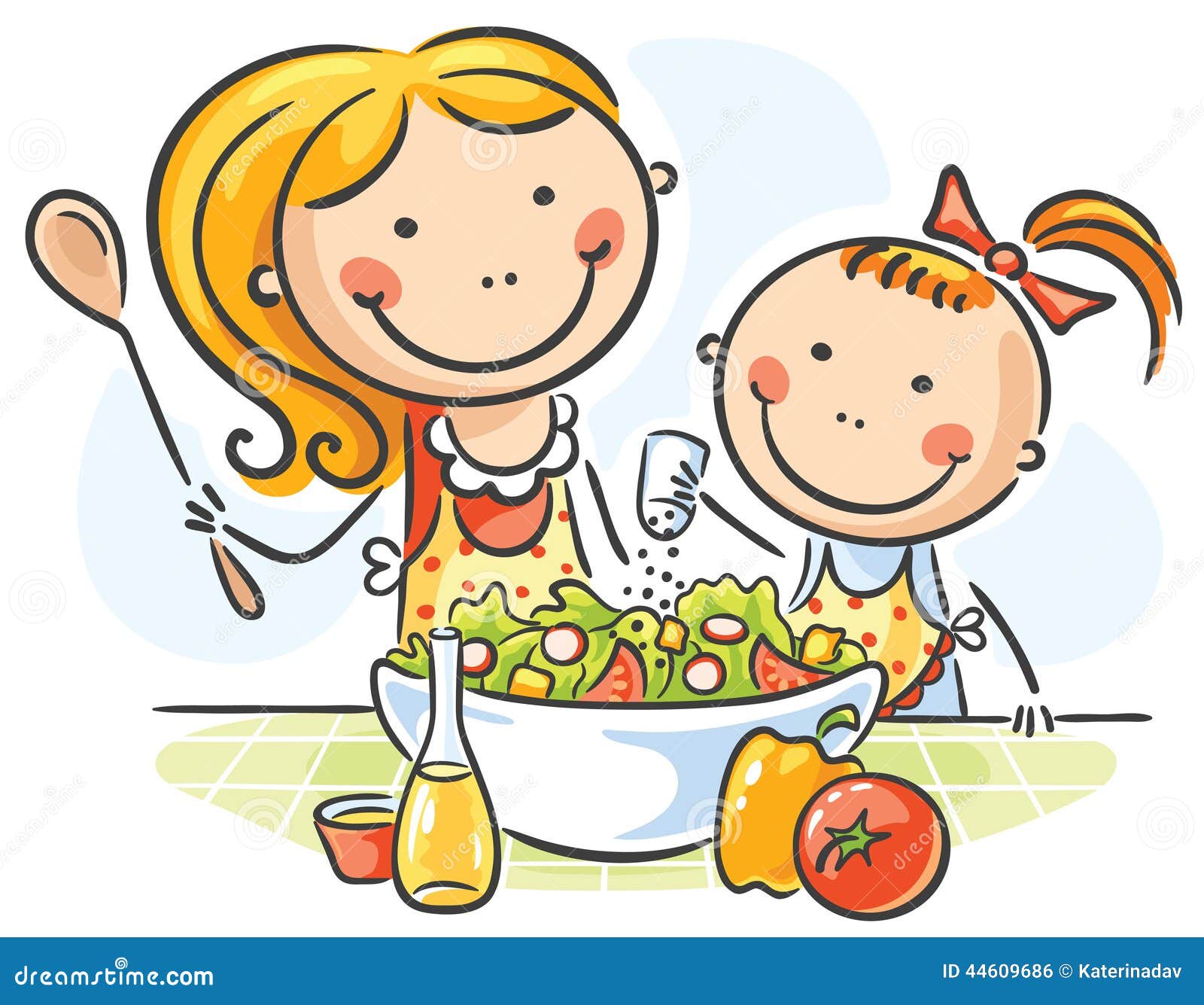 Moeder En Dochter Het Koken Vector Illustratie - Illustration of leven ...