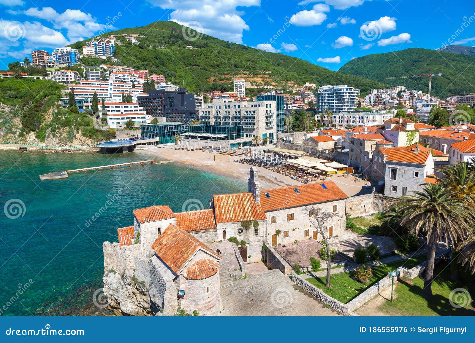 Mogren beach in Budva stock photo. Image of summer, city - 186555976