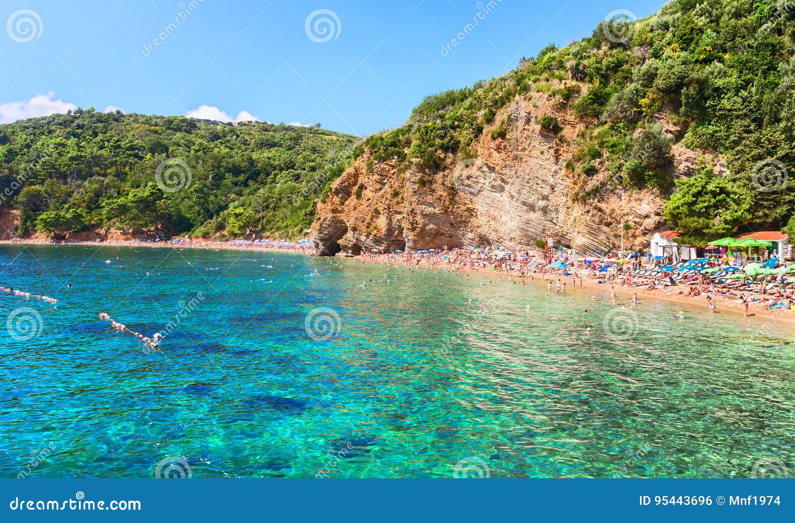 Mogren beach,Budva stock photo. Image of people, europe - 95443696