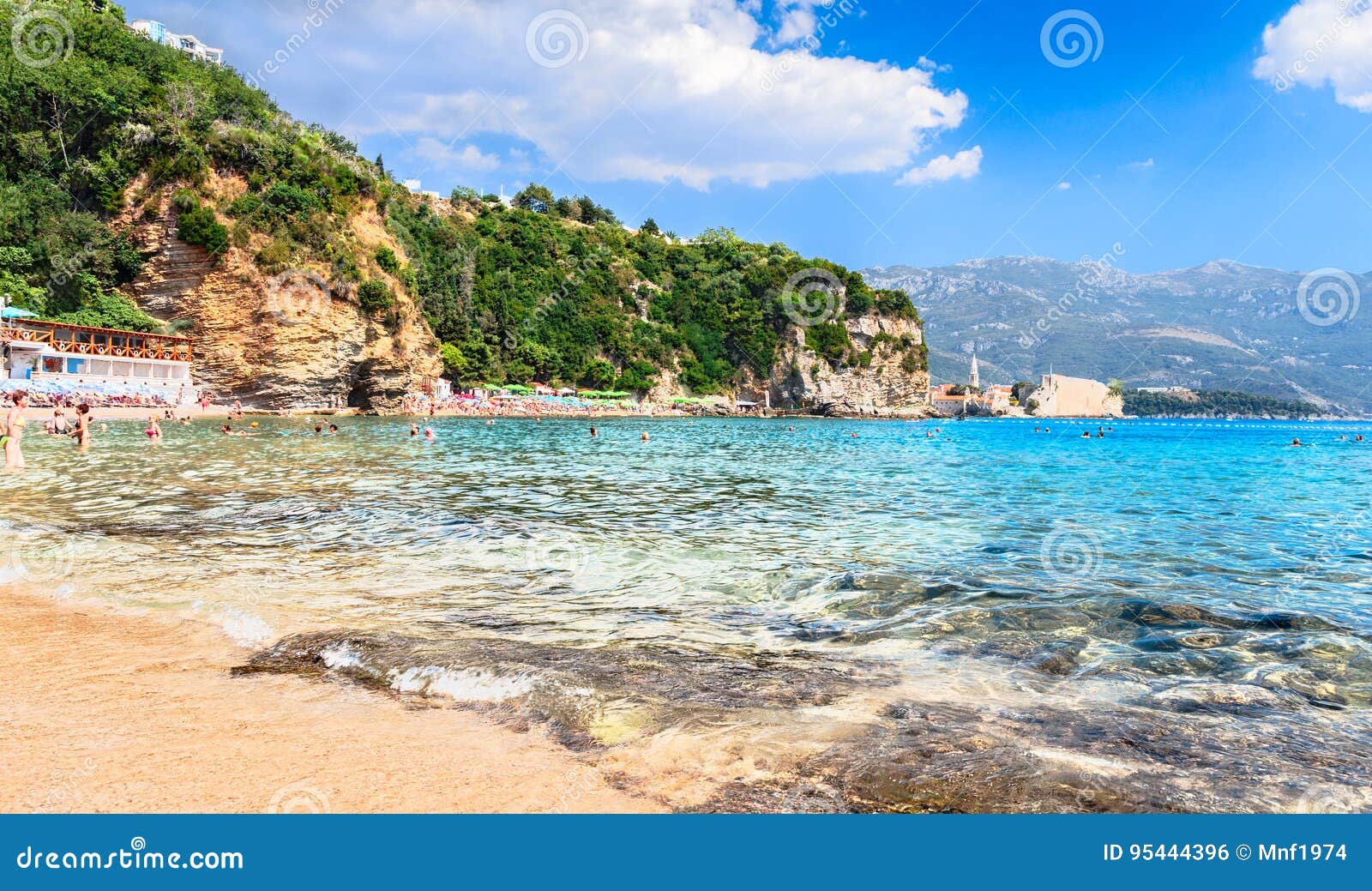 Mogren beach,Budva editorial photo. Image of adriatic - 95444396