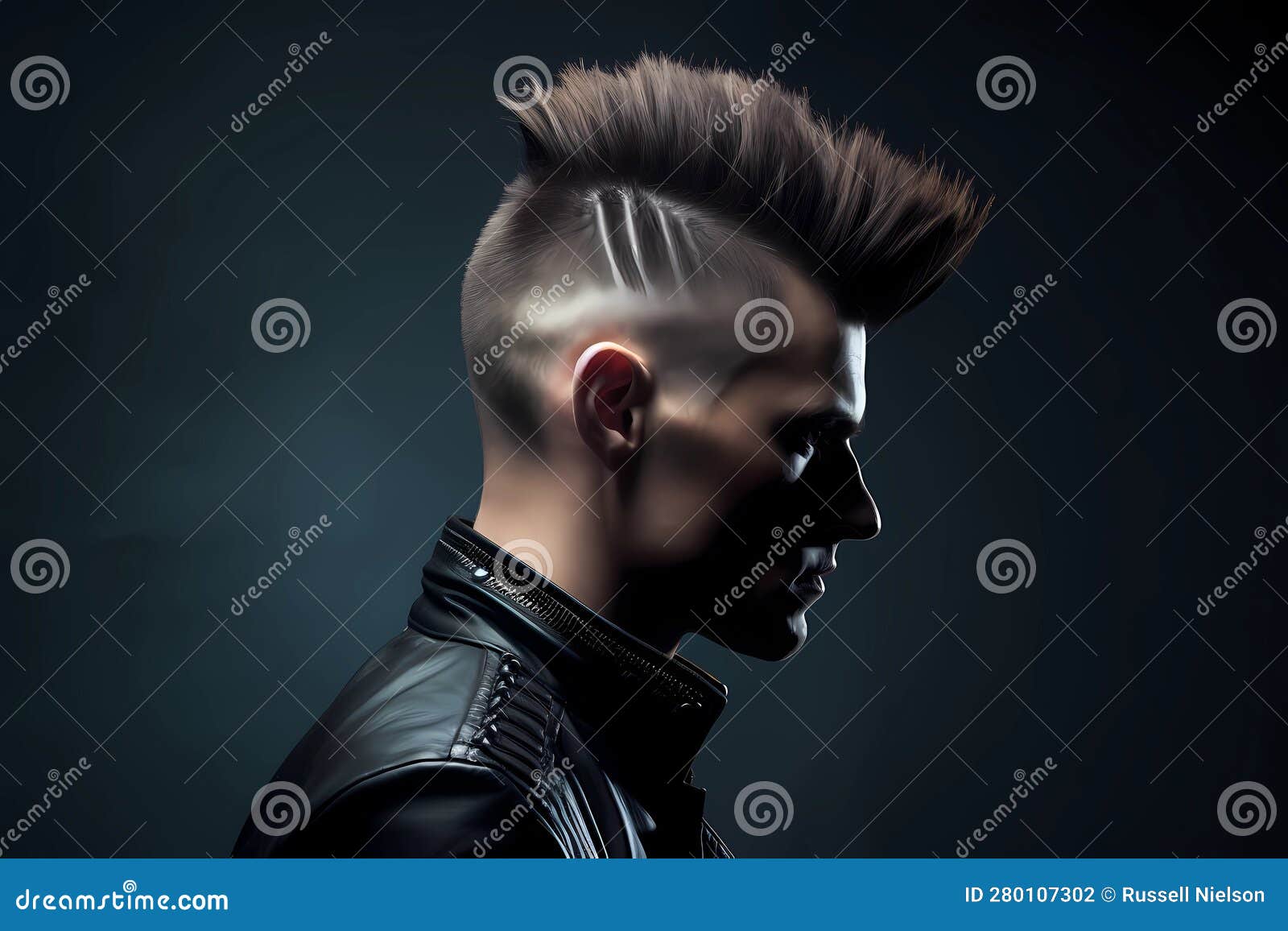 Mohawk Fade Hair Style (Generative AI) Stock Illustration ...