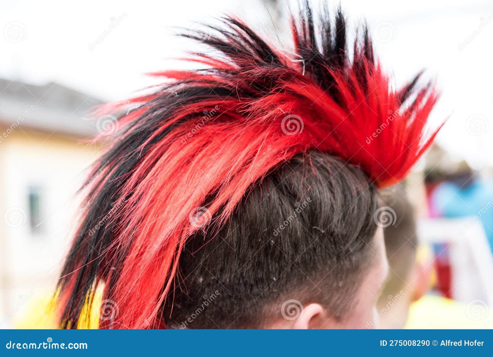 Mohawk with Hair Dyed Red and Black Editorial Image - Image of closeup ...