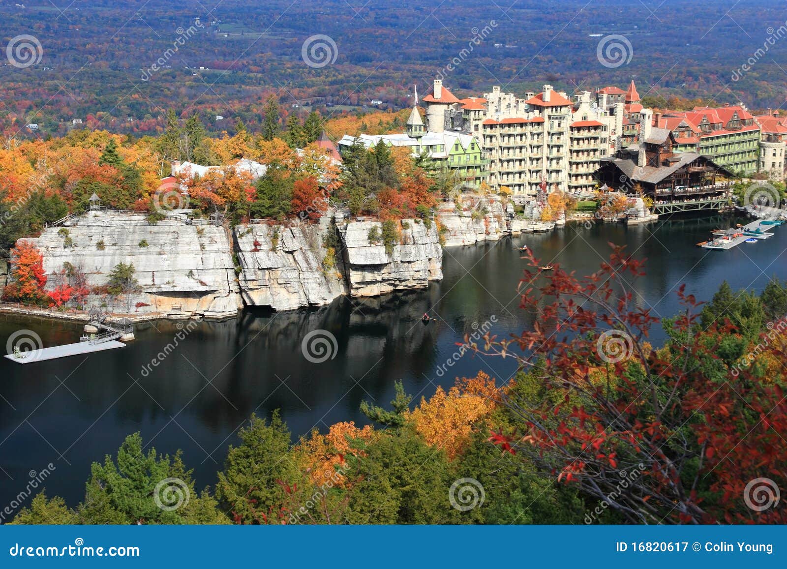 Mohonk Lake and Mountain House Stock Image - Image of preserve ...