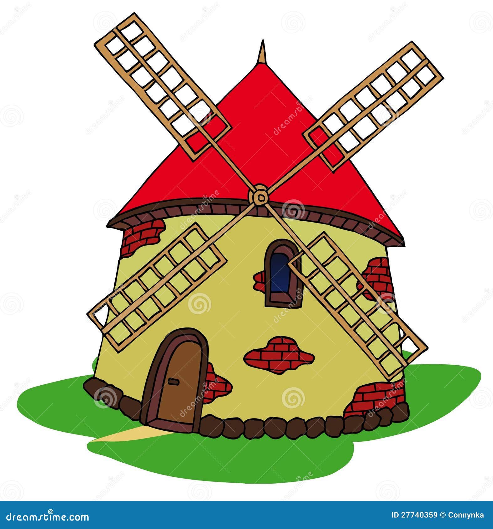 Moinho De Vento No Fundo Branco Ilustração do Vetor - Ilustração de ...