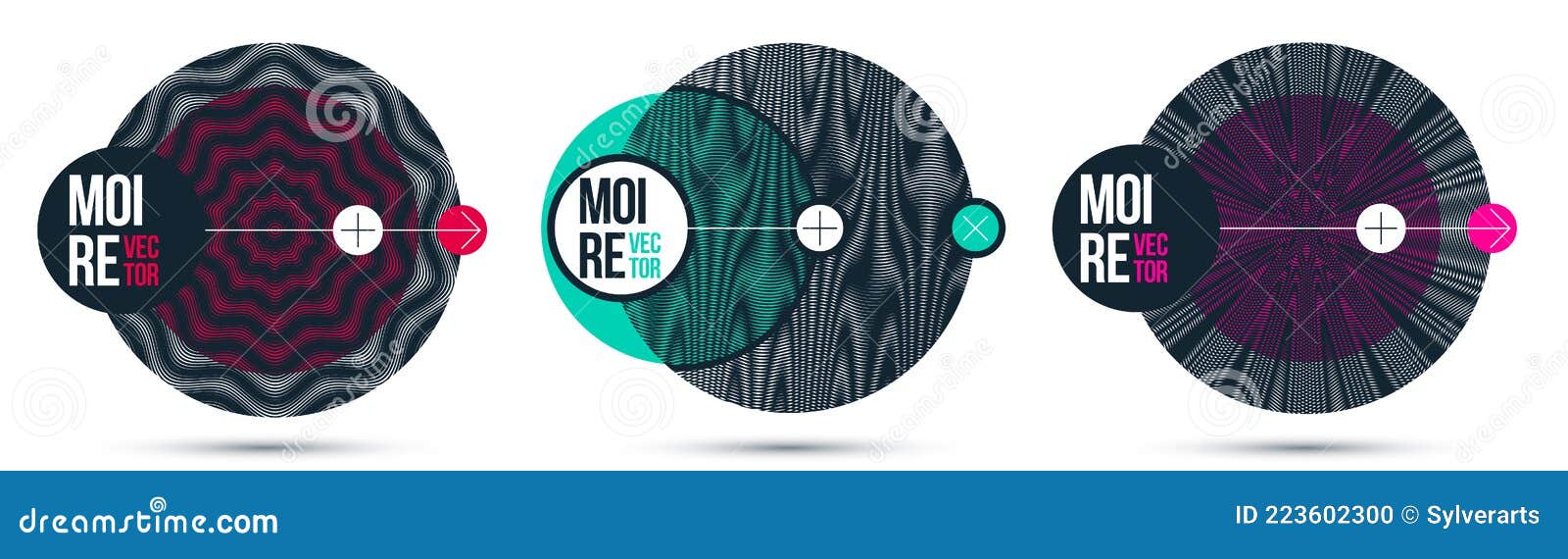 Moire Op Art Vector Design Elements, Graphic Style Posters and Banners ...