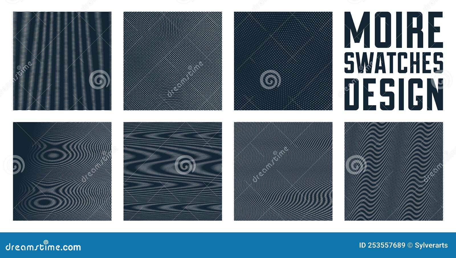 Moire Vector Abstract Backgrounds Set, Linear Contrast Virtual Digital ...