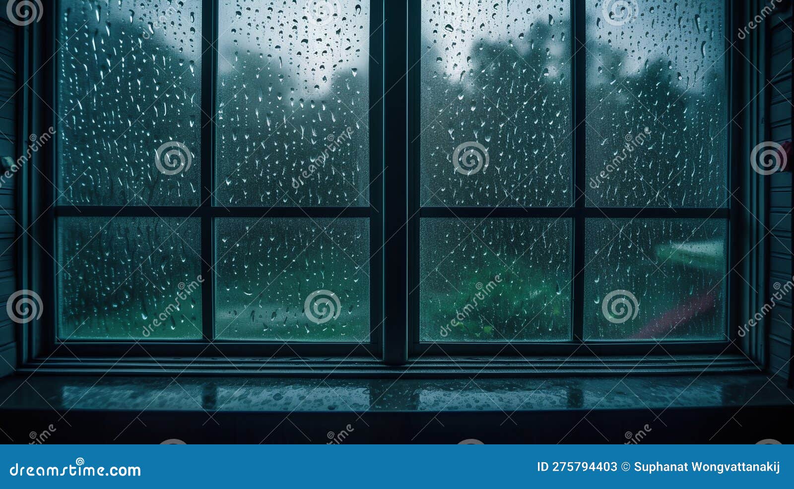 Moist Window Background, Image Ai Generated Stock Illustration ...