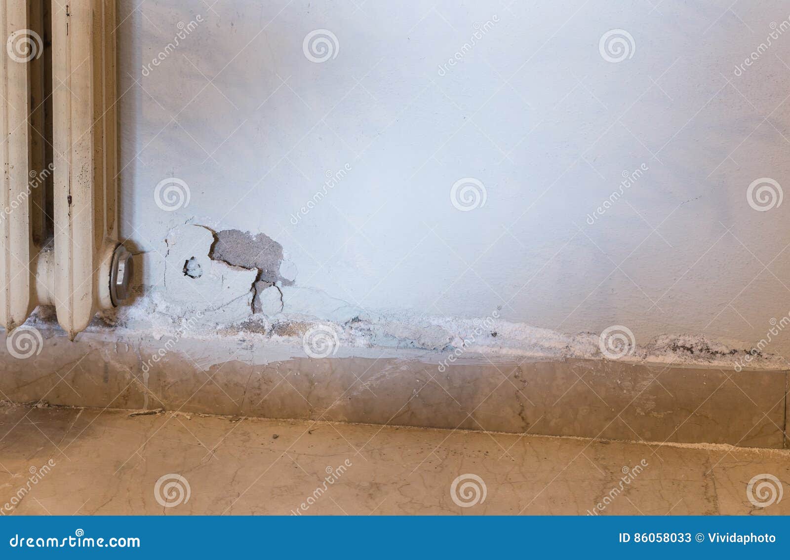 Moisture damage in a wall stock image. Image of wall - 86058033