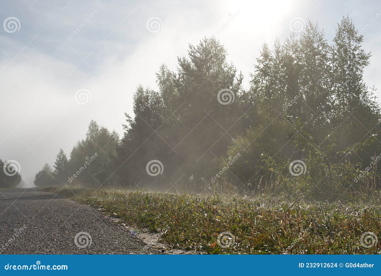 Moisture Evaporating from the Roadside Stock Photo - Image of road ...