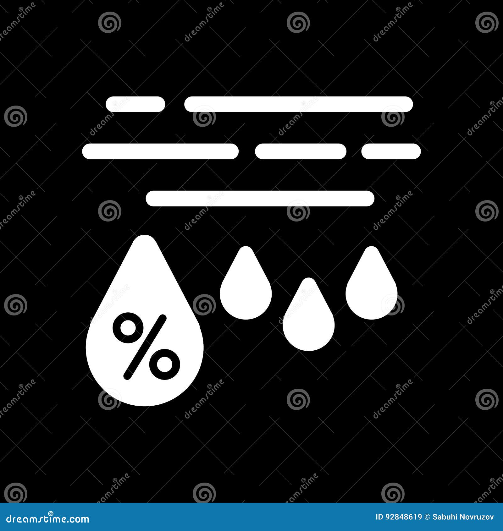 Moisture Percentage Vector Icon. Black And White High Humidity ...