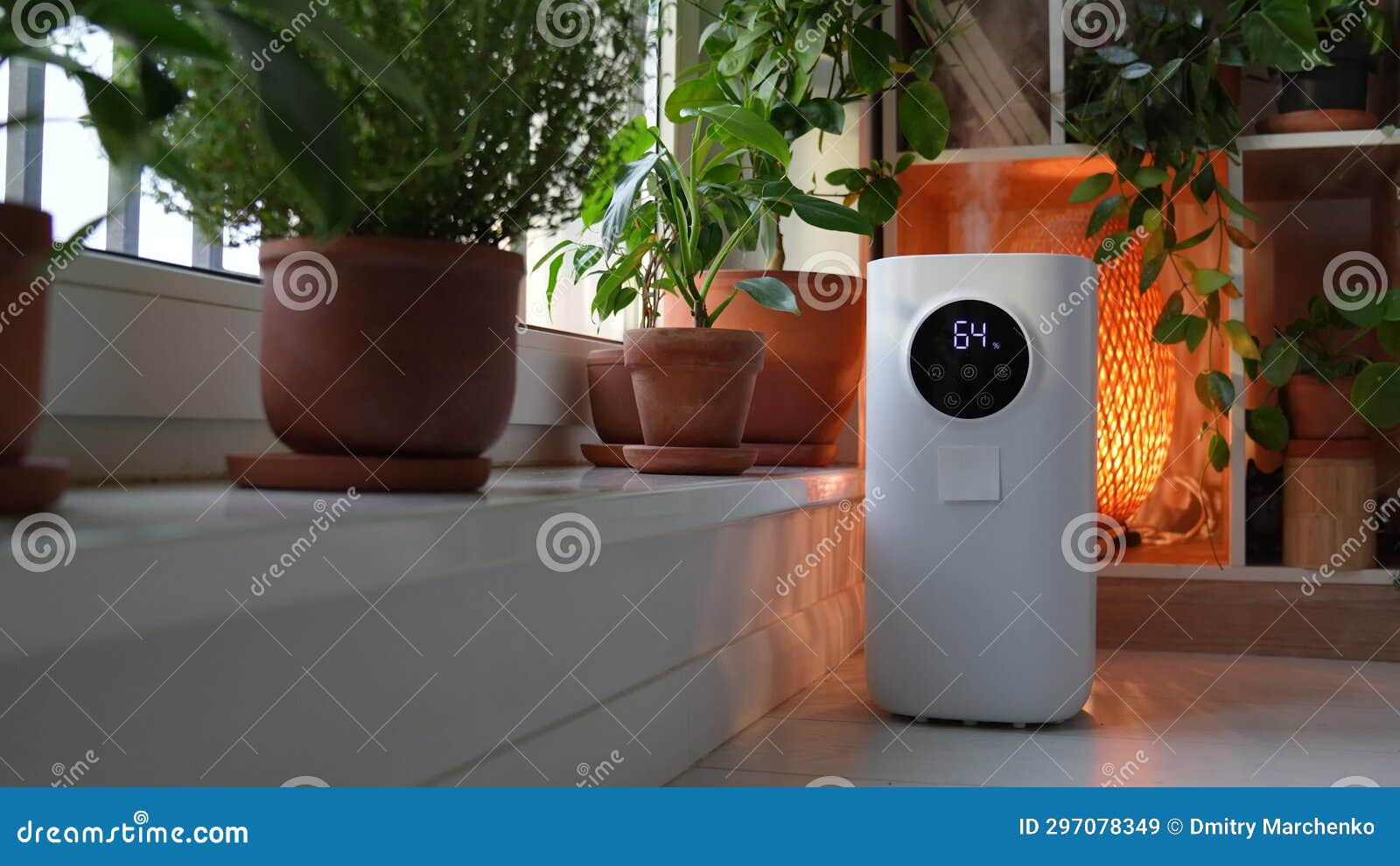 Air Humidifier Standing on Floor Emitting Vapor, Improving Climate at ...
