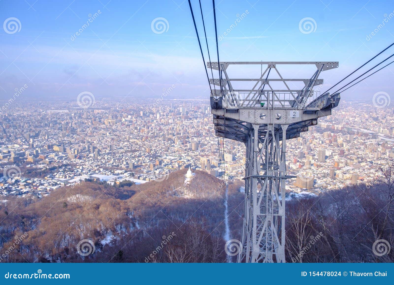 Moiwa Ropeway Stand from the Base of the Mountain Stock Photo - Image ...