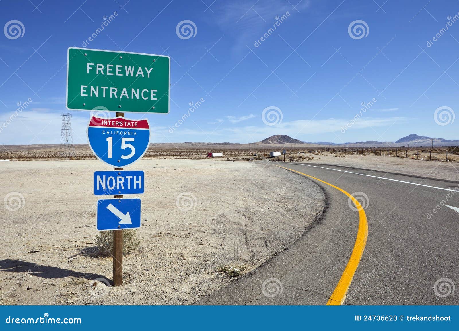 Mojave Desert Interstate 15 Freeway Sign Stock Photo - Image of travel ...