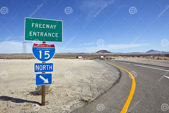 Mojave Desert Interstate 15 Freeway Sign Stock Photo - Image of travel ...