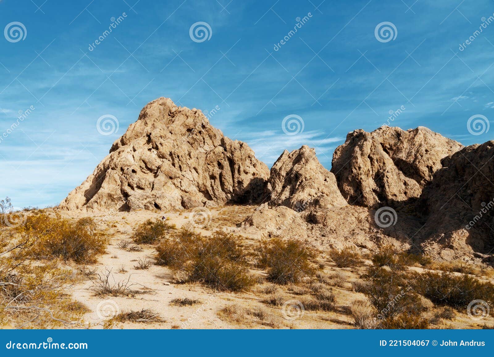 Mojave Desert Rock Formations Under Clue Sky Stock Image - Image of ...