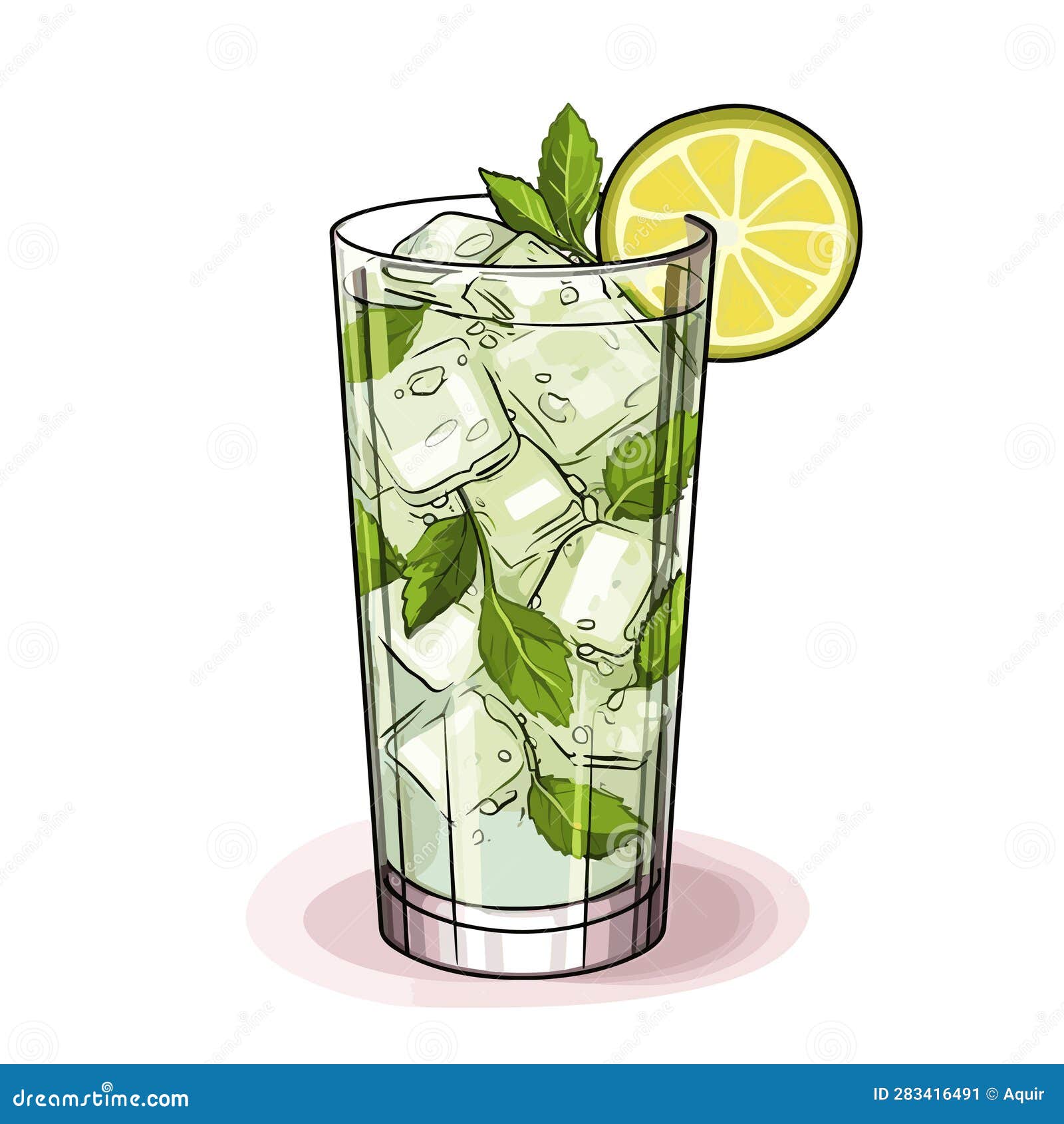 Mojito Cocktail Hand-drawn Comic Illustration. Mojito. Vector Doodle ...