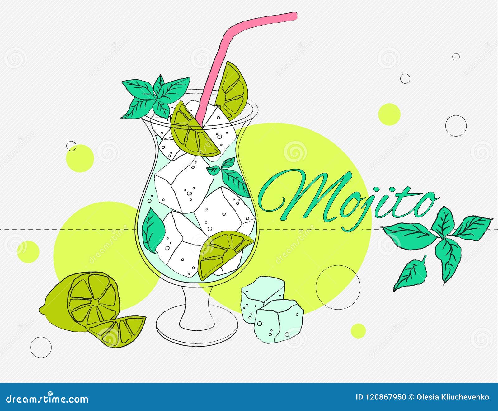 Mojito Cocktail Illustration. Stock Vector - Illustration of ...