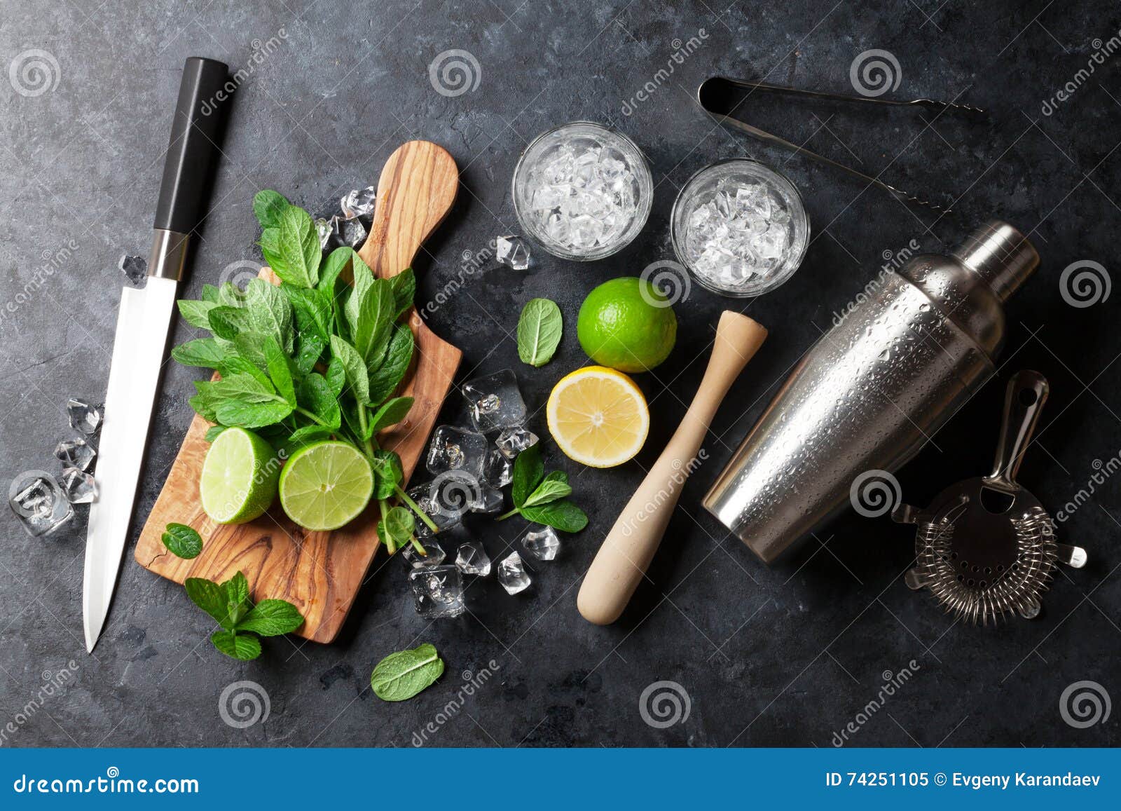 Mojito cocktail making stock image. Image of lime, board - 74251105