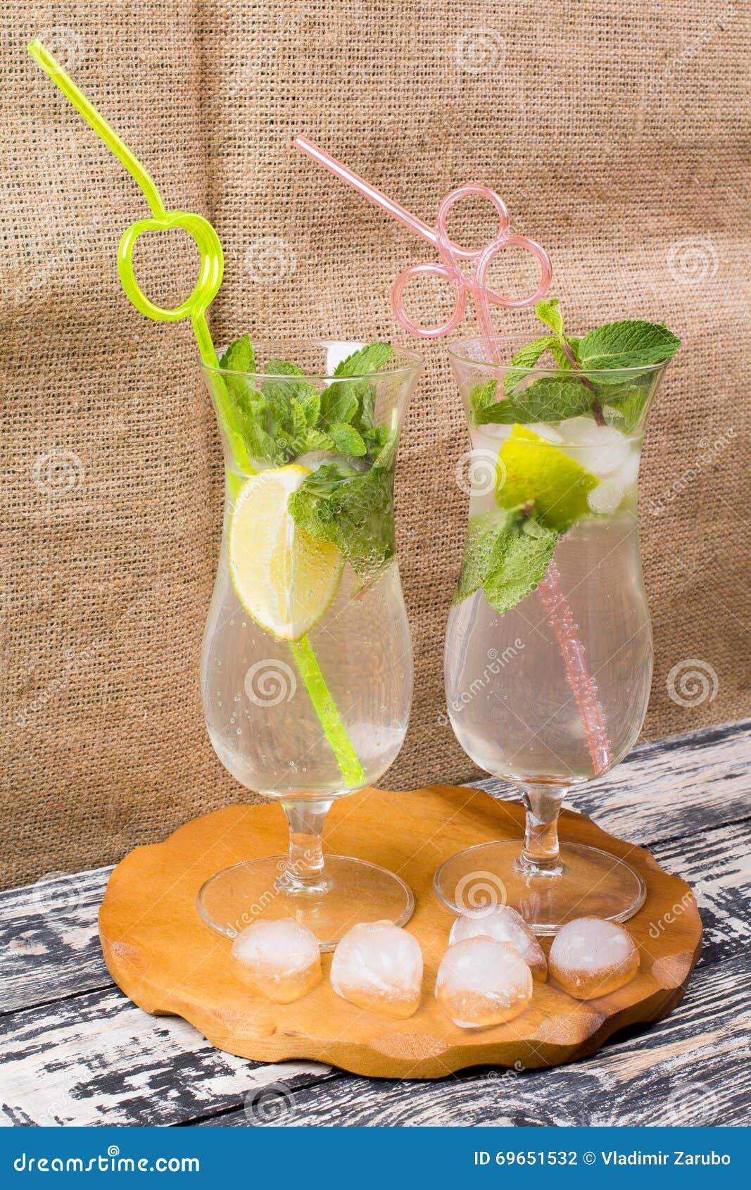 Mojito Cocktail in Two Bokla on a Tray on Stock Photo - Image of drink ...
