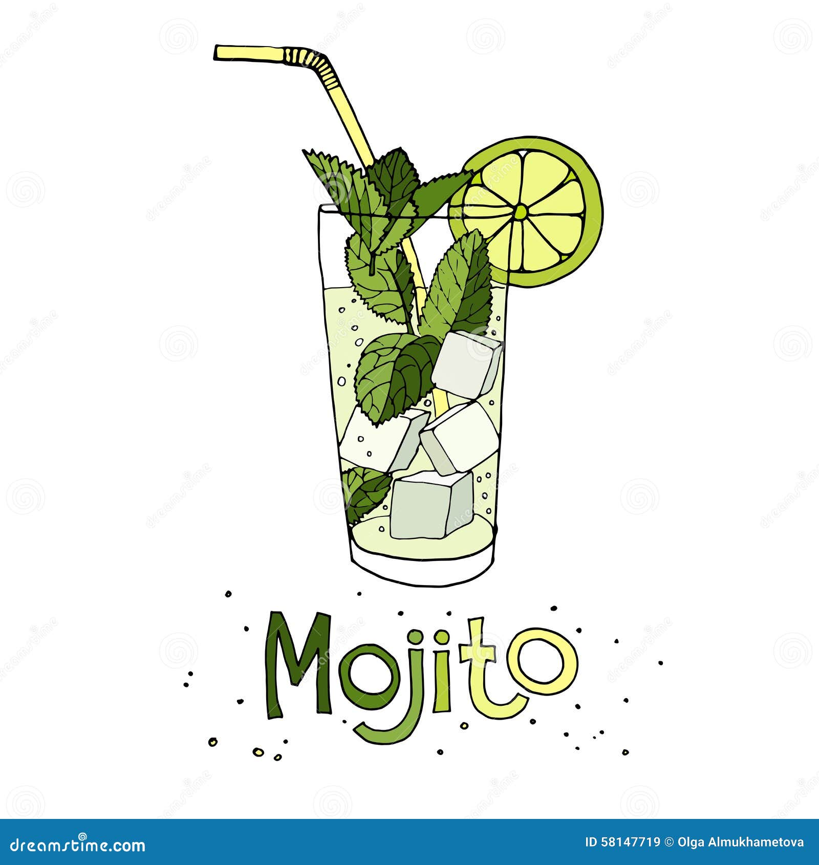 Mojito stock vector. Illustration of juice, mohito, cartoon - 58147719