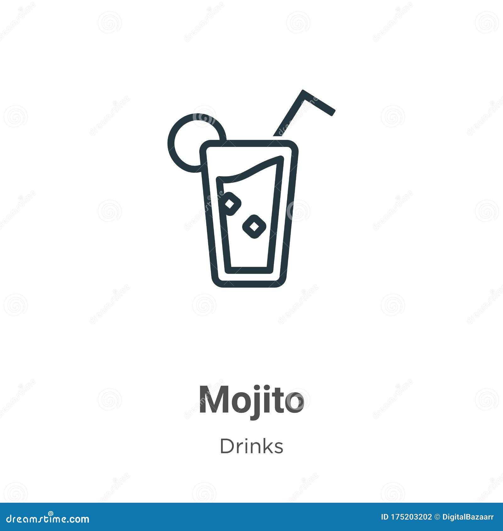 Mojito Outline Vector Icon. Thin Line Black Mojito Icon, Flat Vector Simple Element Illustration ...