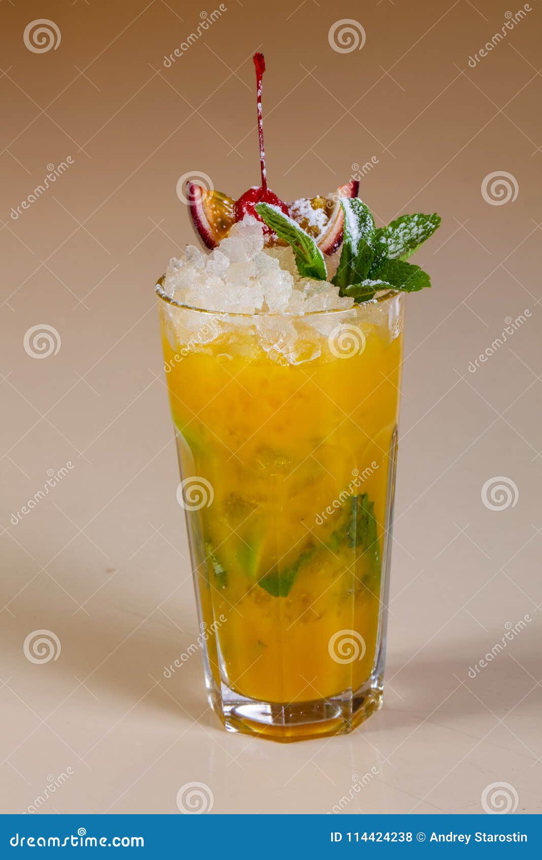 Mojito with passion fruit stock photo. Image of lemonade - 114424238