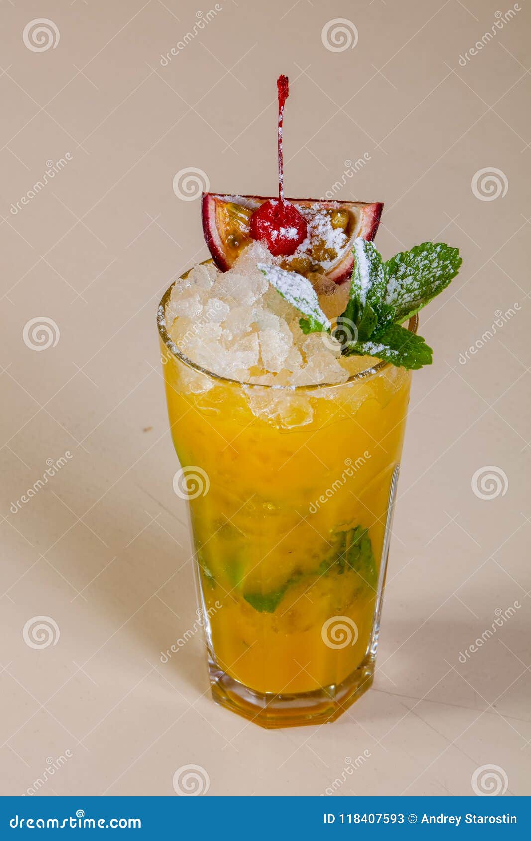 Mojito with passion fruit stock image. Image of sweet - 118407593