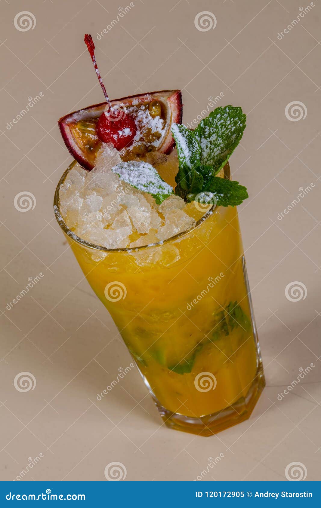 Mojito with passion fruit stock image. Image of cocktail - 120172905