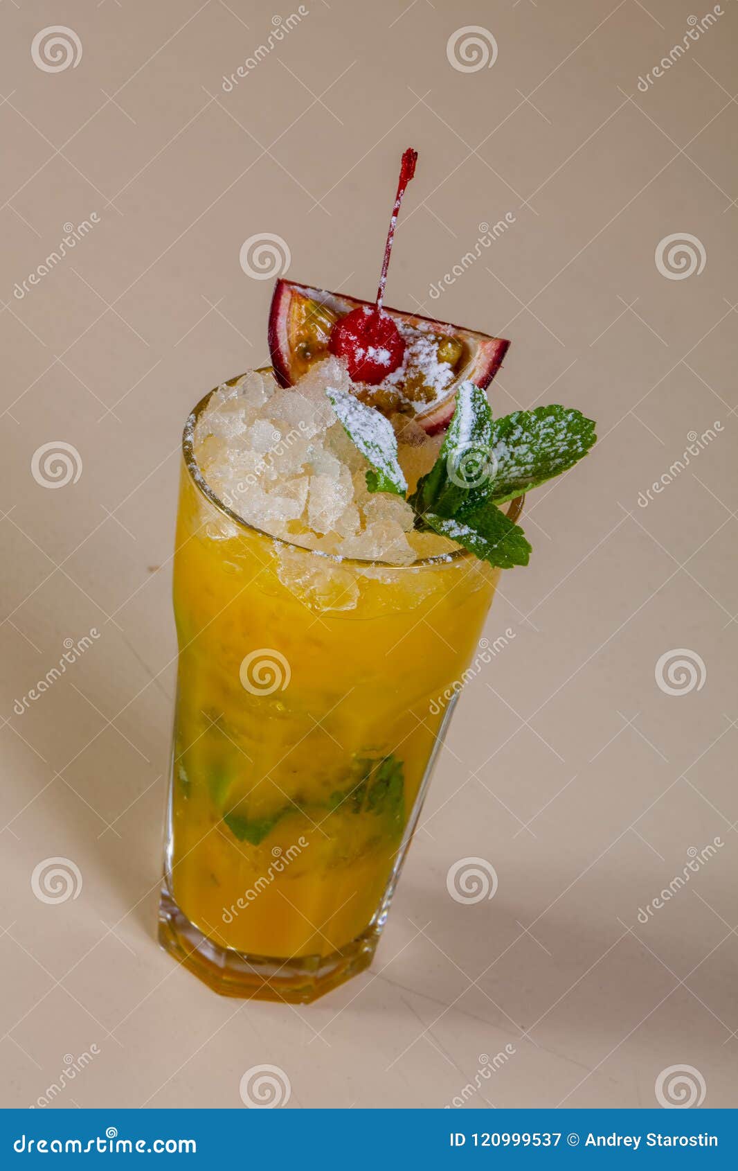 Mojito with passion fruit stock image. Image of fruit - 120999537
