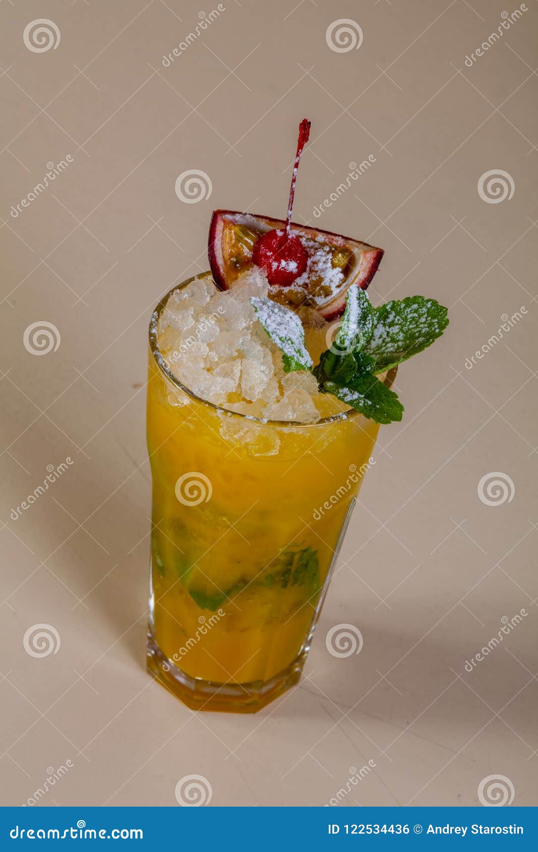 Mojito with passion fruit stock photo. Image of beverage - 122534436