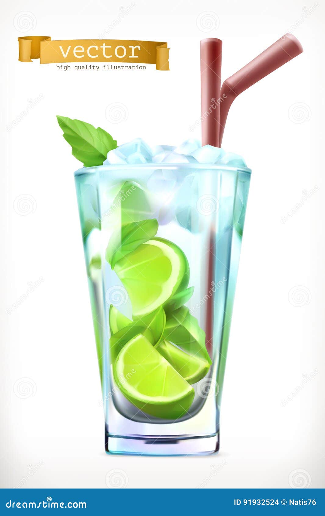 Mojito, Summer Cocktail Vector Icon Stock Vector - Illustration of ...