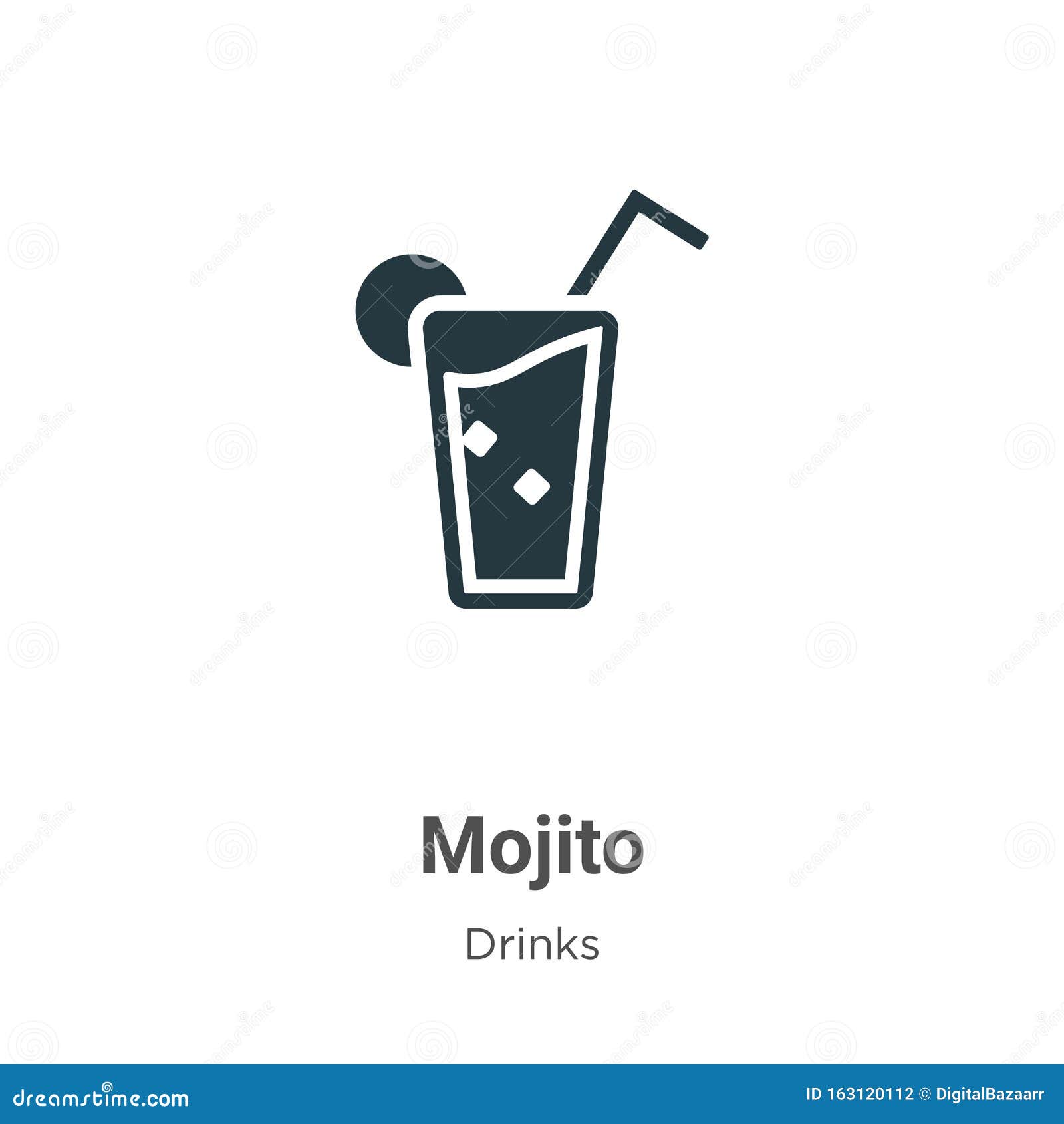 Mojito Vector Icon on White Background. Flat Vector Mojito Icon Symbol ...