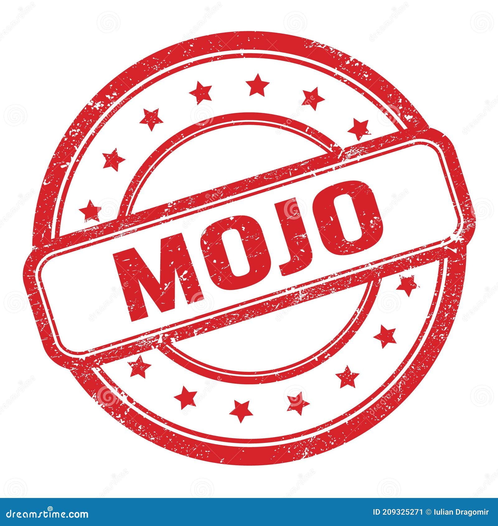 MOJO Text on Red Grungy Vintage Round Stamp Stock Illustration ...