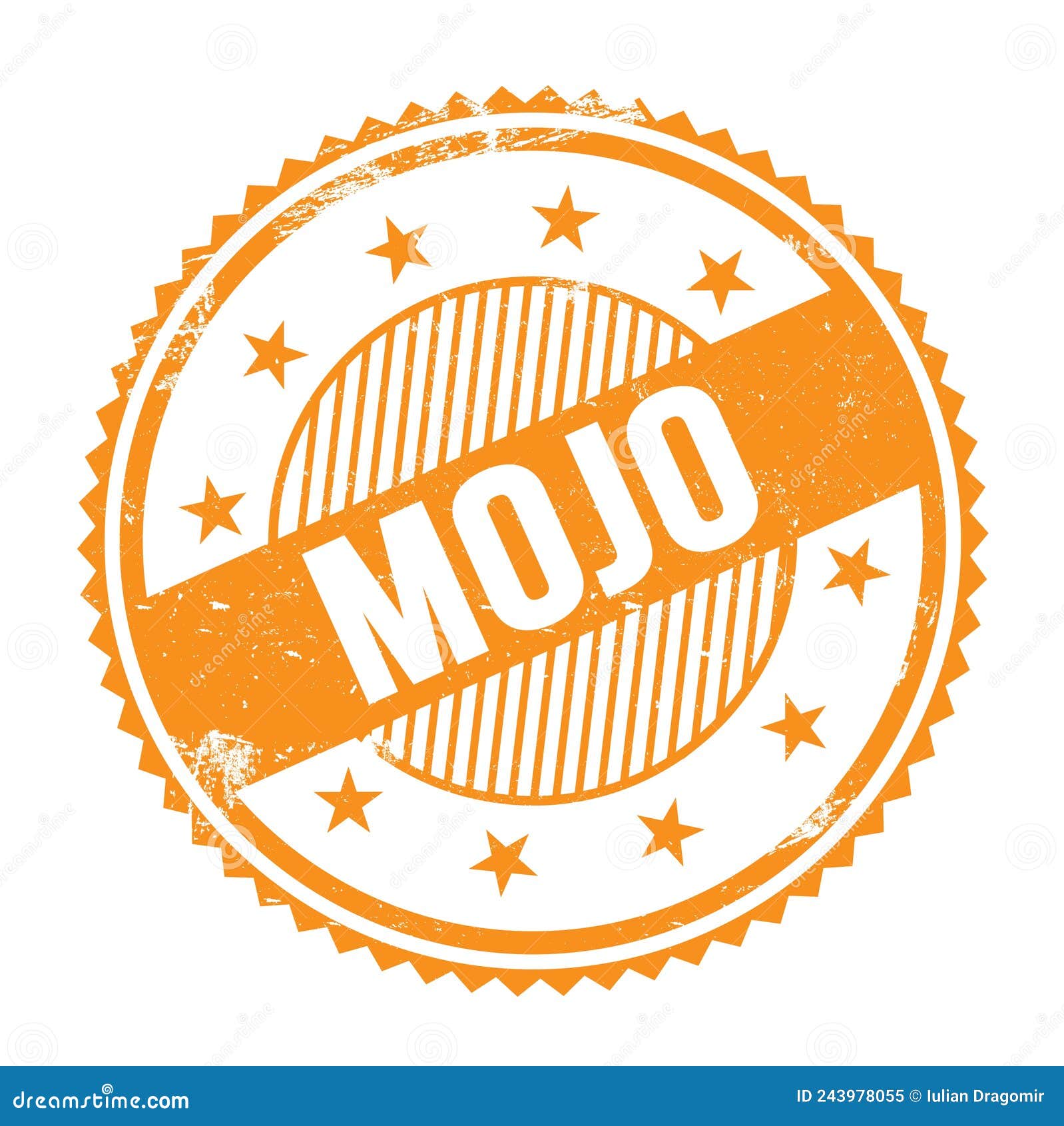 MOJO Text Written on Orange Grungy Round Stamp Stock Illustration ...