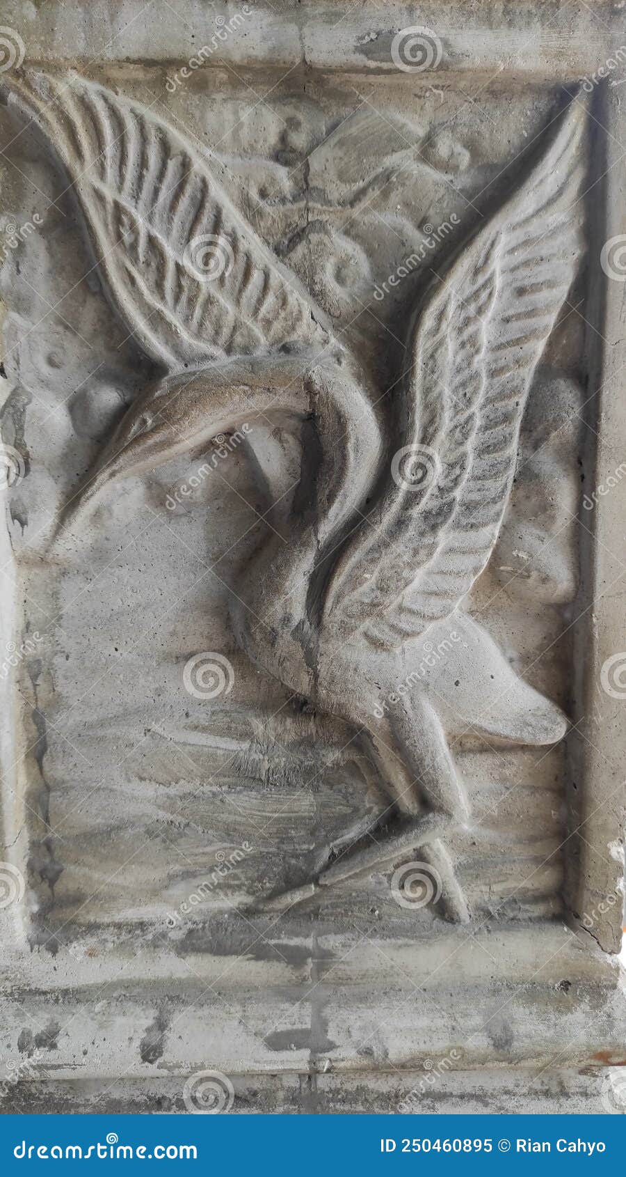 Mojokerto, East Java Wall Painting of Cranes Flying Looking for Fish in ...