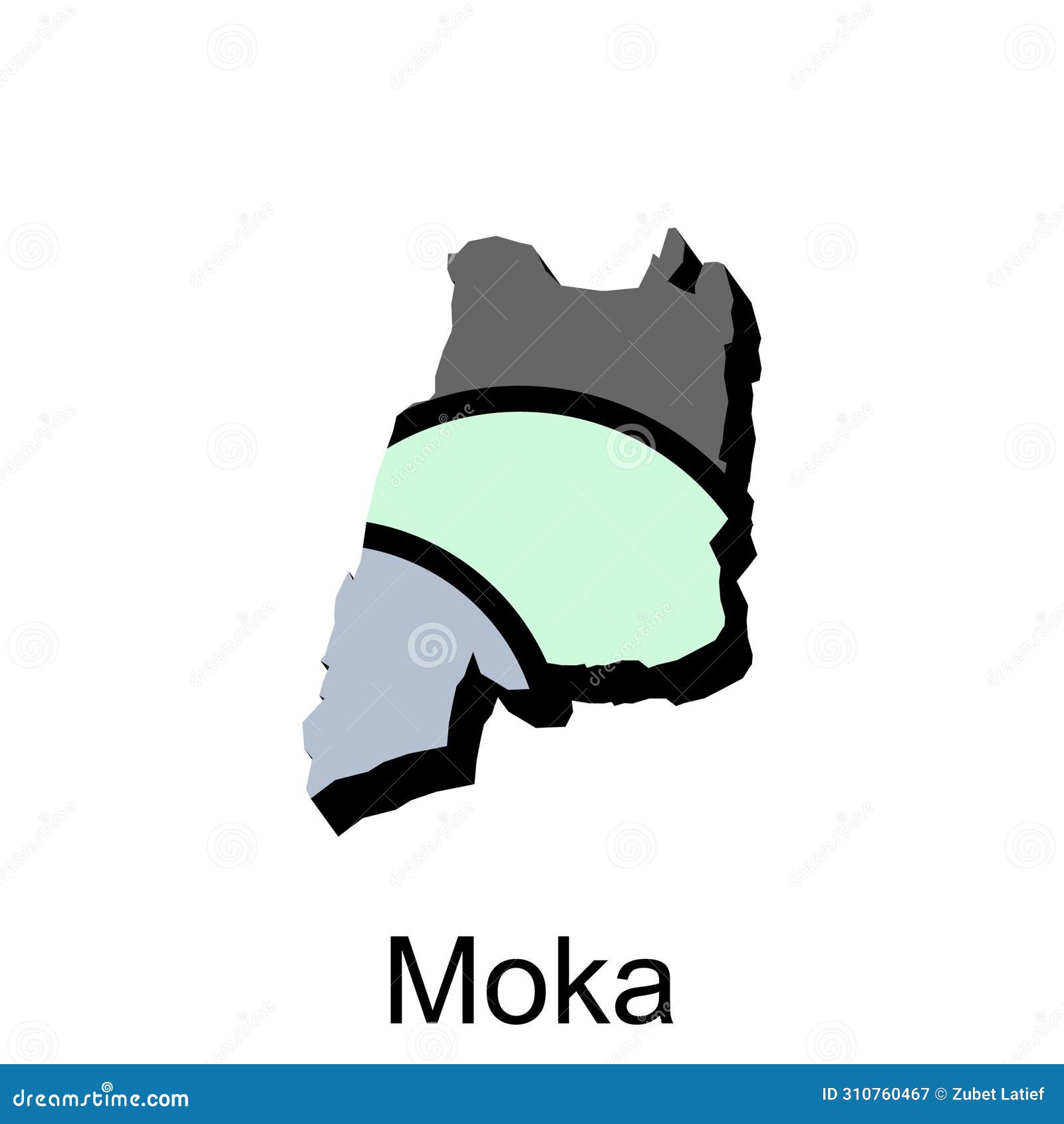 Moka City Border Map Silhouette Template Design Stock Vector ...