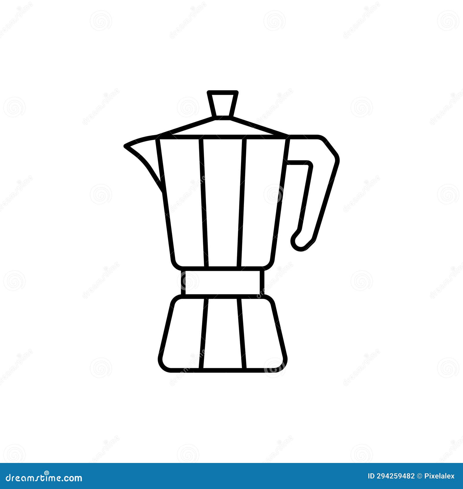 Moka Pot Coffee Maker Vector Sketch Hand Drawn, Black And White ...