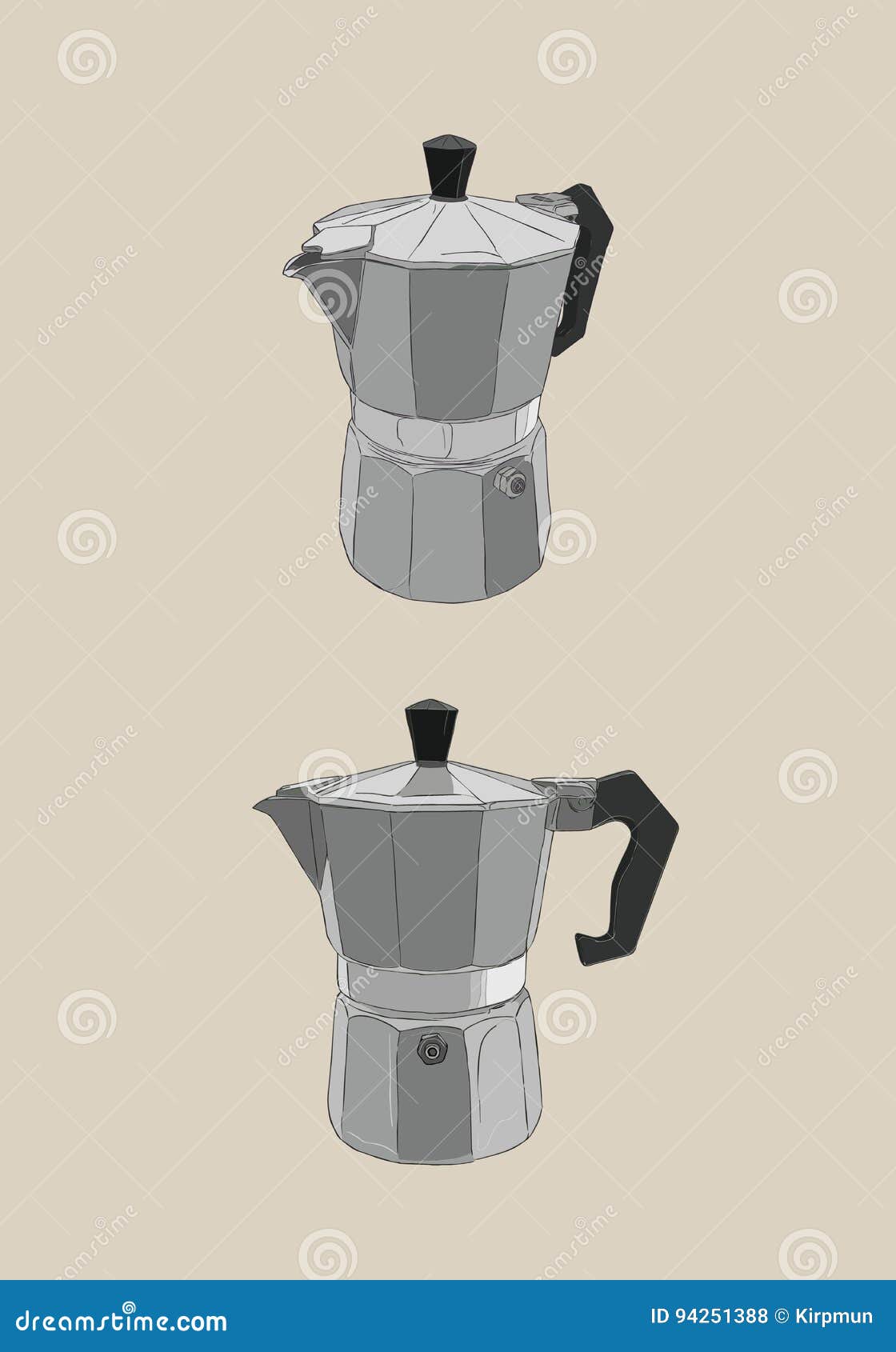 Moka Pot , Coffee Brewing ,sketh Vector. Stock Vector - Illustration of ...