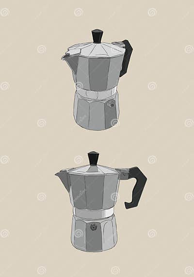 Moka Pot , Coffee Brewing ,sketh Vector. Stock Vector - Illustration of ...