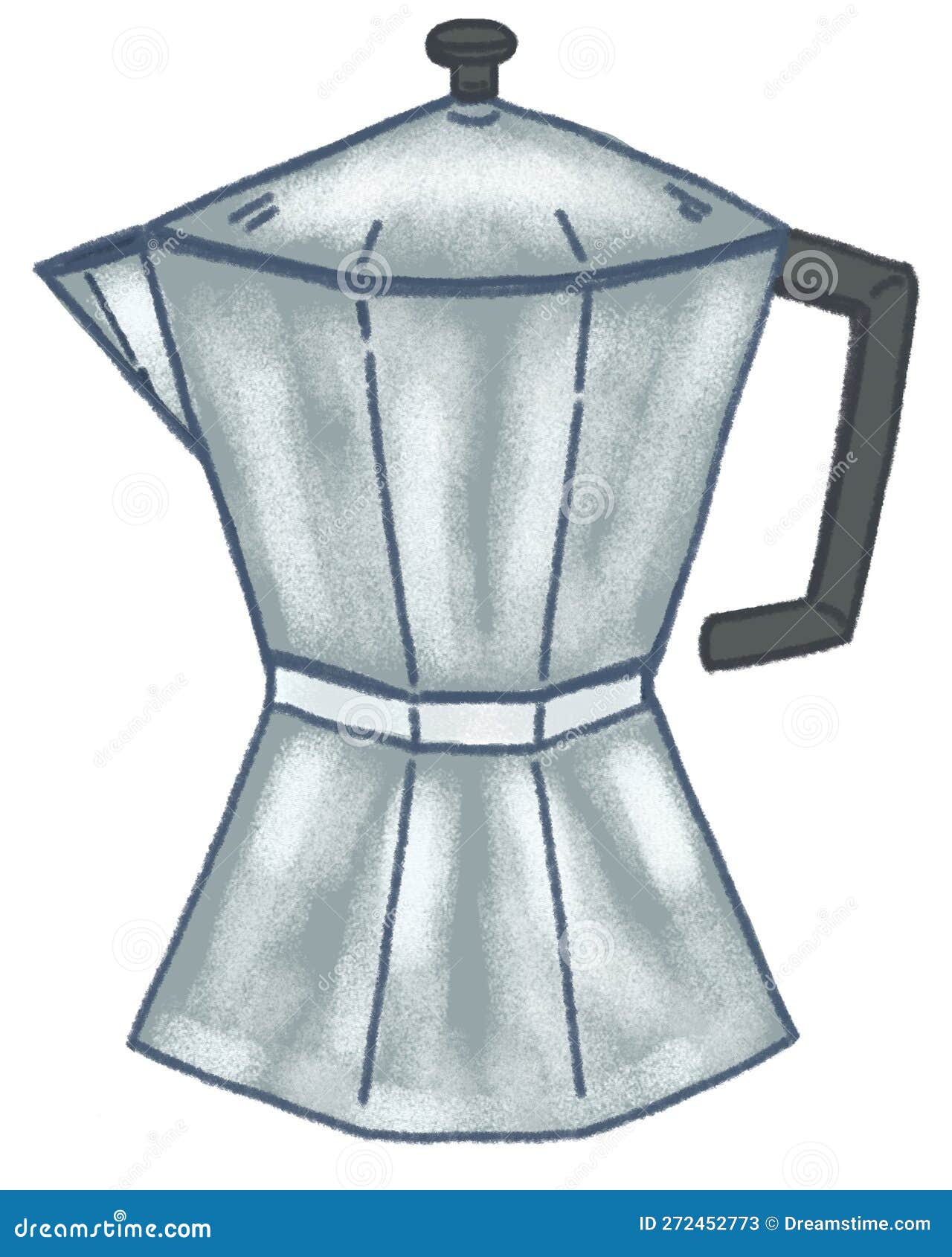 Moka Pot Coffee Maker , Pastel and Chalk Hand Drawn Illustration Stock ...