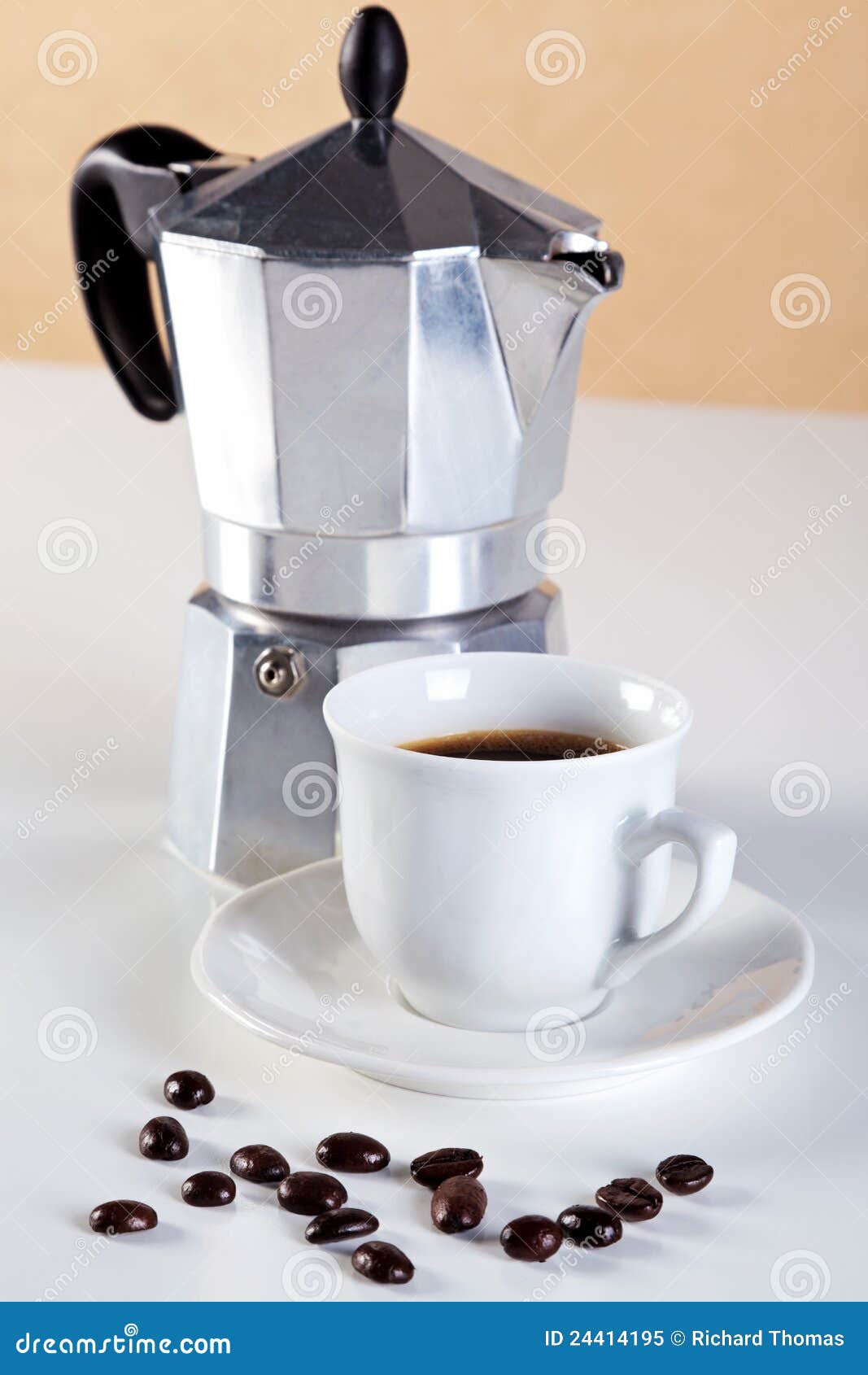 Moka Pot and Cup of Espresso Coffee Stock Image - Image of roasted ...