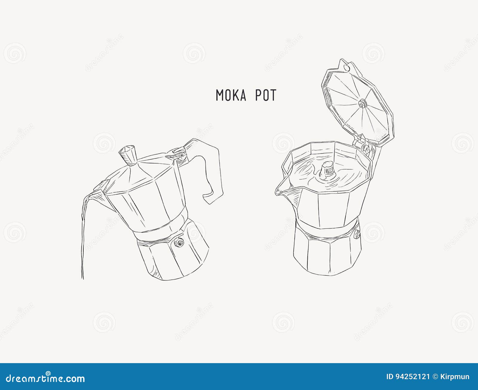 Moka Pot Machine , Coffee Brewing ,sketch Vector. Stock Vector ...