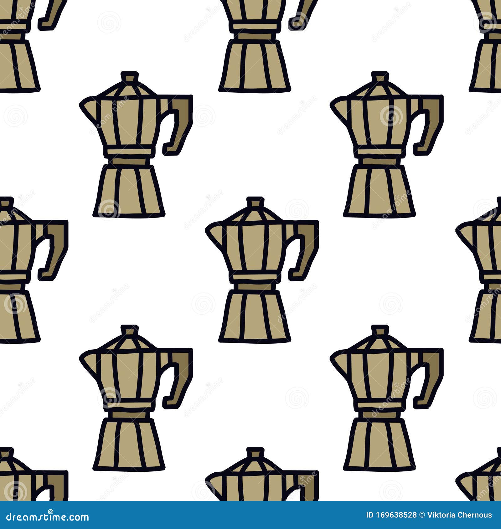 Moka Pot Seamless Doodle Pattern, Vector Illustration Stock Vector ...