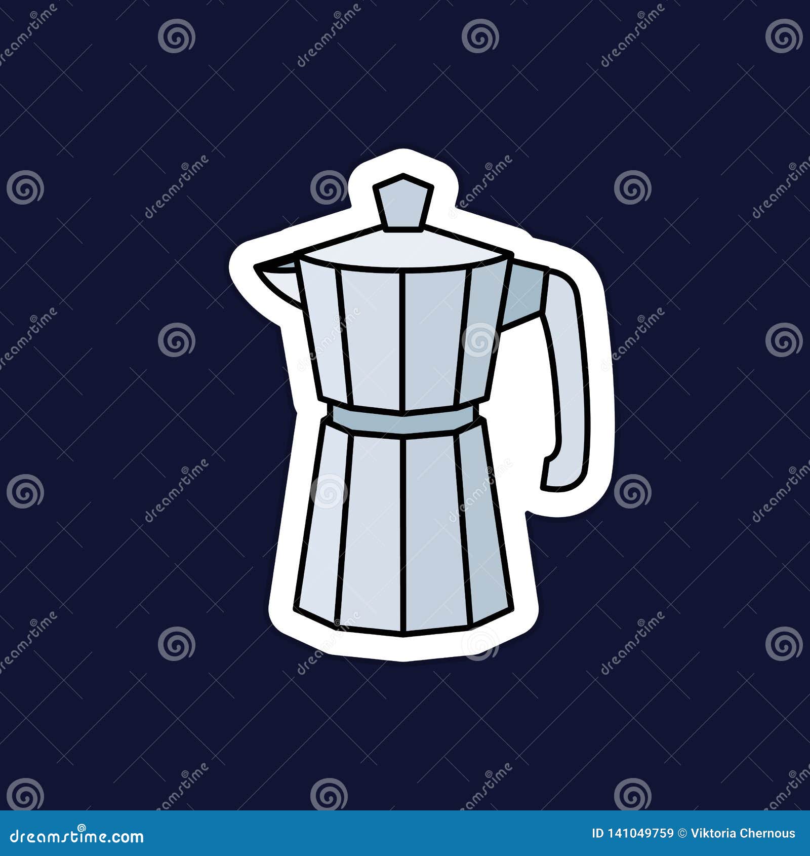 Moka pot sticker icon stock vector. Illustration of fresh - 141049759