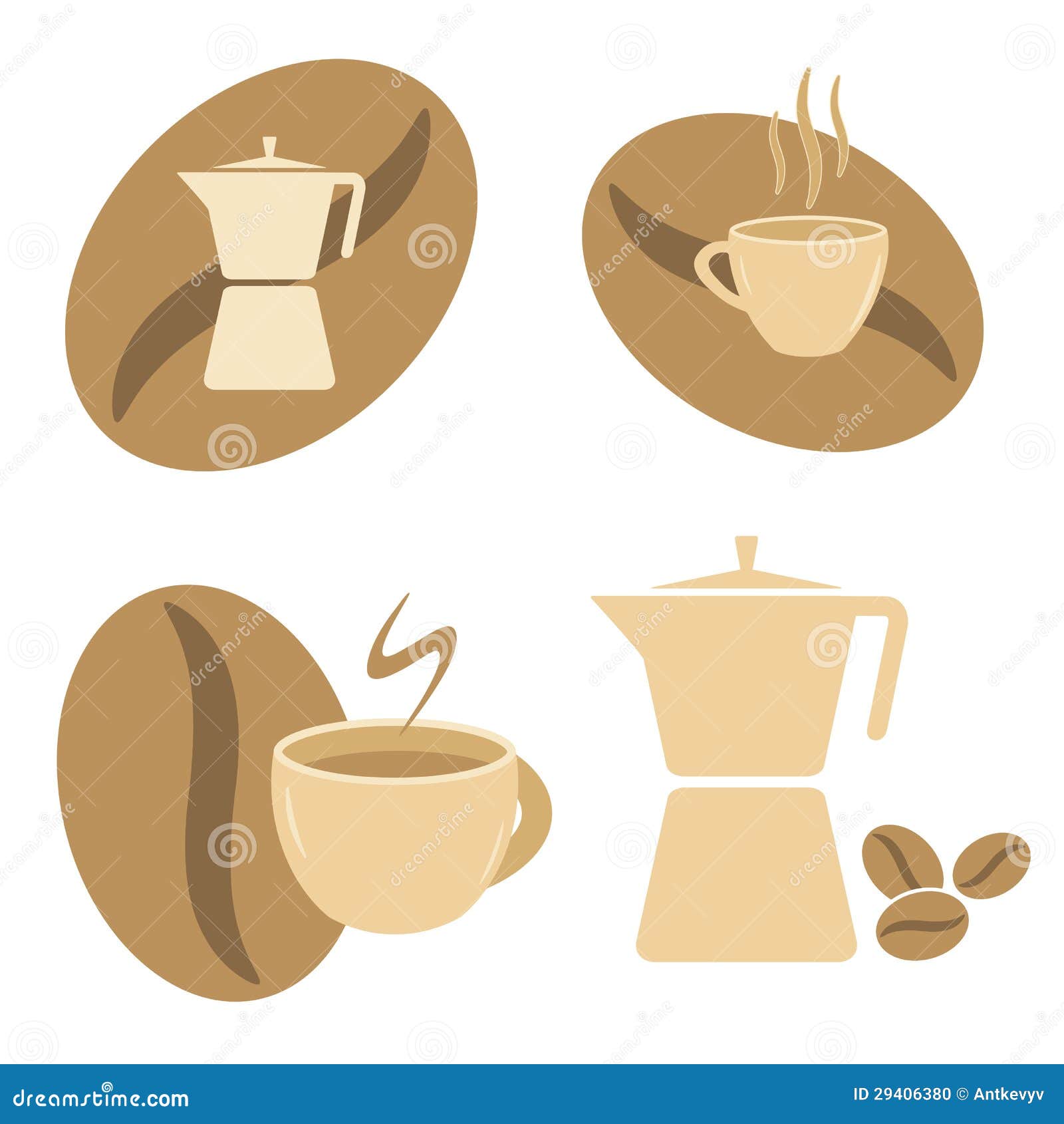 Mokka Pot, Coffee Cups and Beans Stock Vector - Illustration of ...