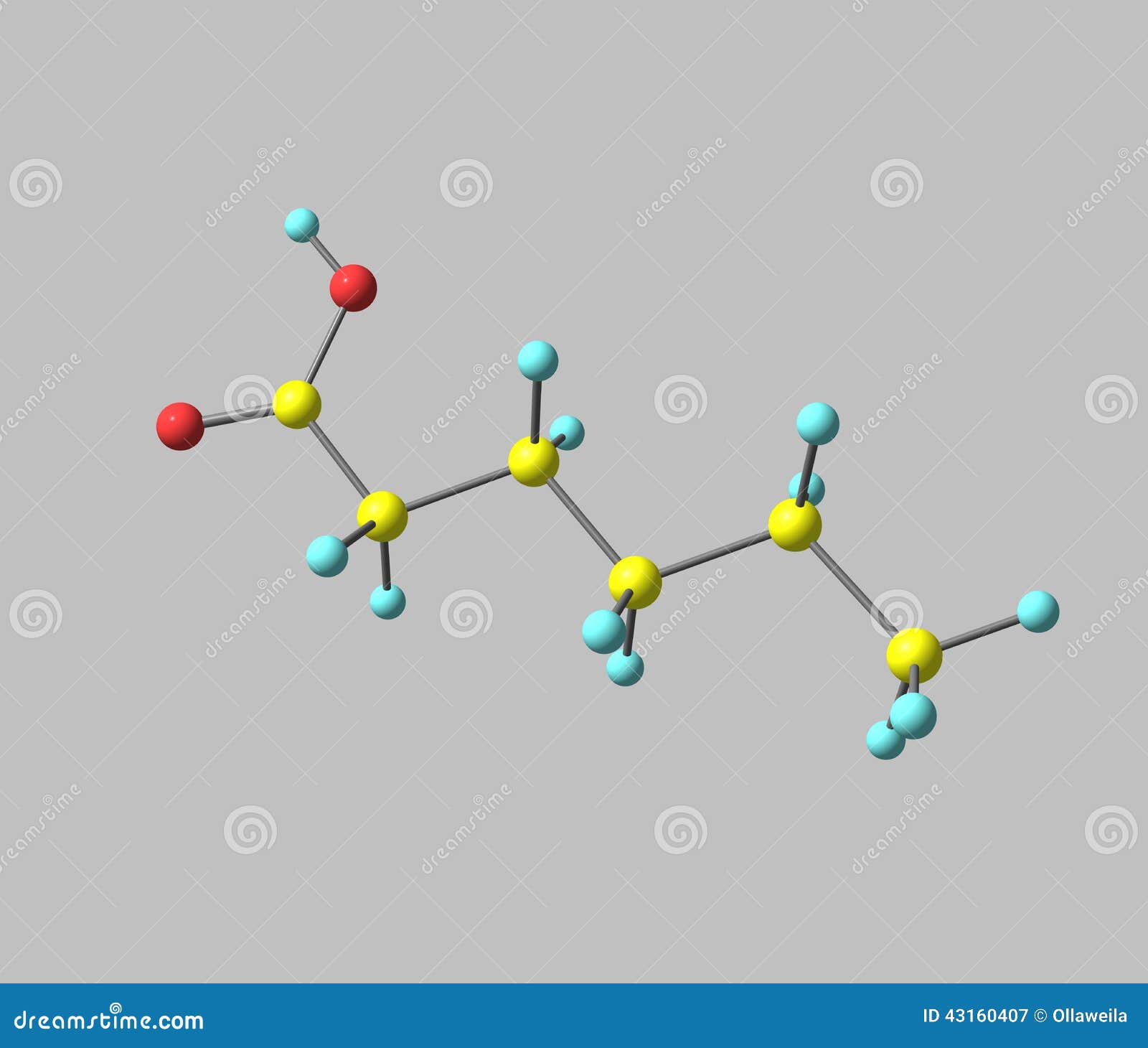 Molécula ácida (caproica) Hexanoic No Cinza Ilustração Stock ...